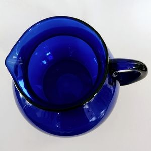 Dining | Vintage Cobalt Blue Glass Pitcher With Handle Royal Blue Glass ...